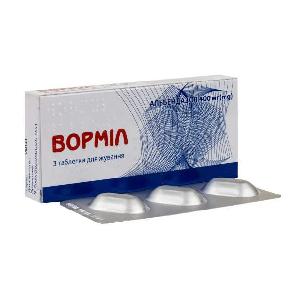Vormil Tablets 400 mg №3 Вормил таблетки д/жев. по 400 мг №3