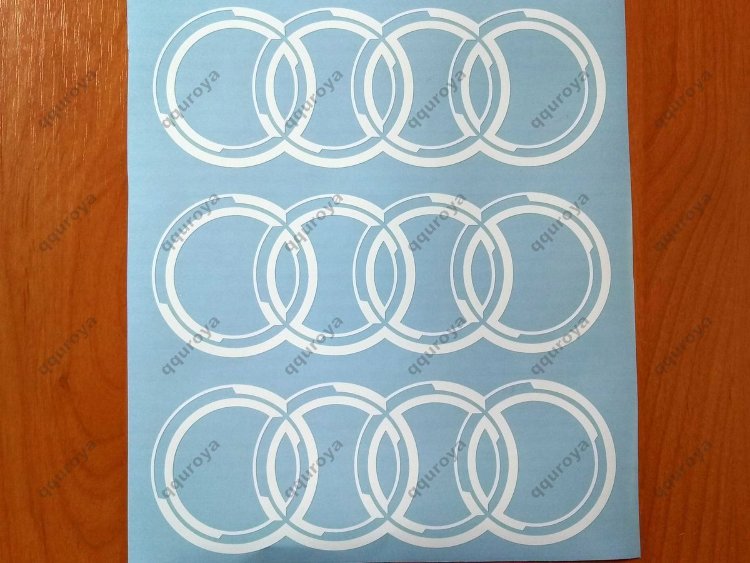 AUDI LOGO RINGS DECAL STICKER M1 8" A4 A5 A6 A7 A8 S4 S5 S6 S8 TT